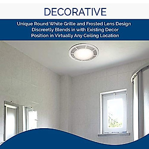 Broan-Nutone 8664RP Exhaust Fan and 100-Watt Incandescent Light with Glass Lens, Bathroom Ceiling Ventilation Fan, 100-Watts, 100 CFM, White