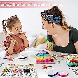 Redtwo 7200 Pcs Clay Beads Bracelet Making Kit, Preppy Friendship Flat Polymer Heishi Beads Jewelry Making Kits with Charms and Elastic Strings,Crafts Gifts Set for Girls Ages 8-12(2 Boxes)