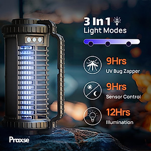 Solar Bug Zapper Outdoor Indoor, 4800V Effective Mosquito Zapper, Cordless IP66 Waterproof Fly Traps, Fly Zapper,Patio and Camping,Garden,Backyard Essentials