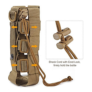 WICHEMI MOLLE Water Bottle Pouch Minimalist Adjustable Straps Tactical Water Bottle Holder Kettle Pouch Belt Bottle Carrier Bag for 17-84 Oz Water Bottle (Brown)