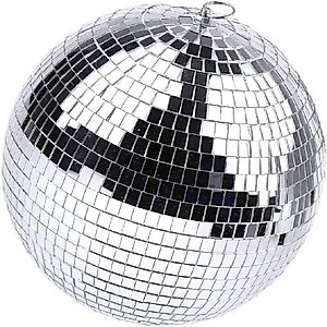 Mirror Disco Ball Silver Hanging Balls with Hanging Ring for Disco DJ Light Effect Party Home Decoration Club Stage Props School Bands Festivals Wedding Decoration (12 INCH/30 CM)