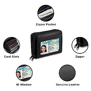 Ciana Credit Card Wallet with ID Window RFID Blocking Genuine Leather Credit Card Organizer for Women Soft, Smooth & Durable