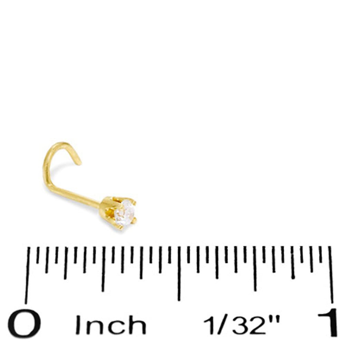 JewelMore Diamond Nose Stud 14K White or Yellow Gold Nose Ring Twist Screw 20 Gauge I1 Clarity (2mm (0.03 ct. tw) …