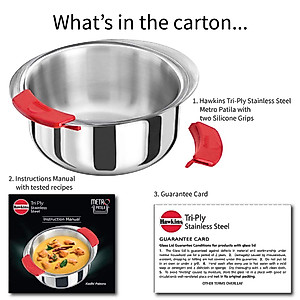 HAWKINS Tri-Ply Stainless Steel Patila/Bhagona/Tope/Sauce Pan, 2 Litre, Silver