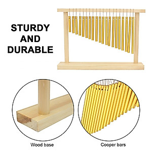 Dilwe 20 Bars Percussion Chimes, Single-Row Musical Percussion Instrument with Wood Stand Stick