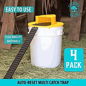 Gardenix Decor 5 Gallon Bucket Lid Mouse Rat Trap 4 Pack- Automatic Reset Flip and Slide Mouse Trap - Humane Mouse Rat Traps for Indoor Outdoor Use - Reusable Mouse Trap Bucket Lid for Chicken Coop