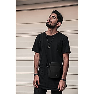 PAUBACK Man Purse Mini Crossbody Bag for Mens, Travel Passport Wallet Bag for Men for Cell Phone, Small Neck Pouch Side Shoulder Bag Messenger Bag for Men, Man Crossbody Handbag Purse Satchel Bags