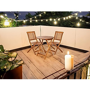 BTEXPERT BC5177 Backyard Balcony Deck Furniture 3 Piece Round Coffee Folding Table 2 Chairs Patio Wood Bistro Set, Acacia Brown