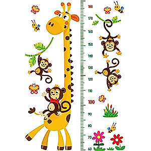 DEKOSH Giraffe & Monkeys Kids Height Wall Chart | Peel & Stick Nursery Wall Decals for Baby Bedroom, Toddler Playroom