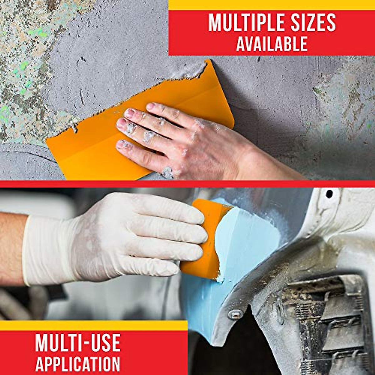 Custom Shop 12" x 12" Autobody Filler Plastic Mixing Board/Pallete (Pack of 2) with 5 Inch Body Filler Spreaders (Pack of 10) for Automotive Body Fillers, Putties and Glazes