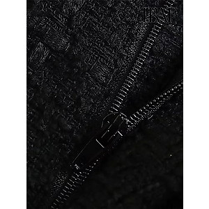 Women Side Patch Pockets Tweed Cargo Pants Vintage High Waist Zipper Fly Female Trousers S