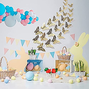 Gold Butterfly Decorations - 48pcs Gold Butterflies 3D Butterfly Wall Decor Removable 3D Gold Butterfly Stickers for Nursery Classroom Kids Bedroom Festival Party Gold Butterfly Wall Decor