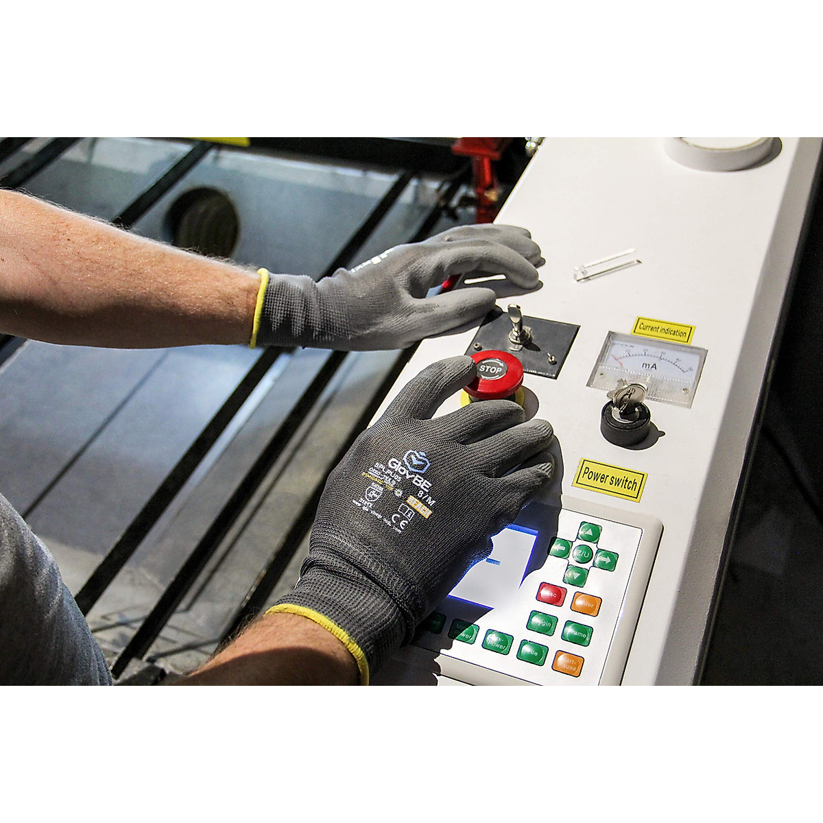 GlovBE 12 Pairs Gardening Working Thin Gloves, Polyurethane (PU) Coated, Safety Rubber Comfort Gloves for Men & Women, Black (Medium)