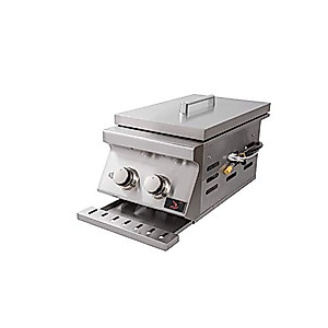 Bonfire Outdoor Kitchen Built-in Double Side Burner for BBQ Island, Includes Natural Gas Kit, 304 Stainless Steel, CBADSB