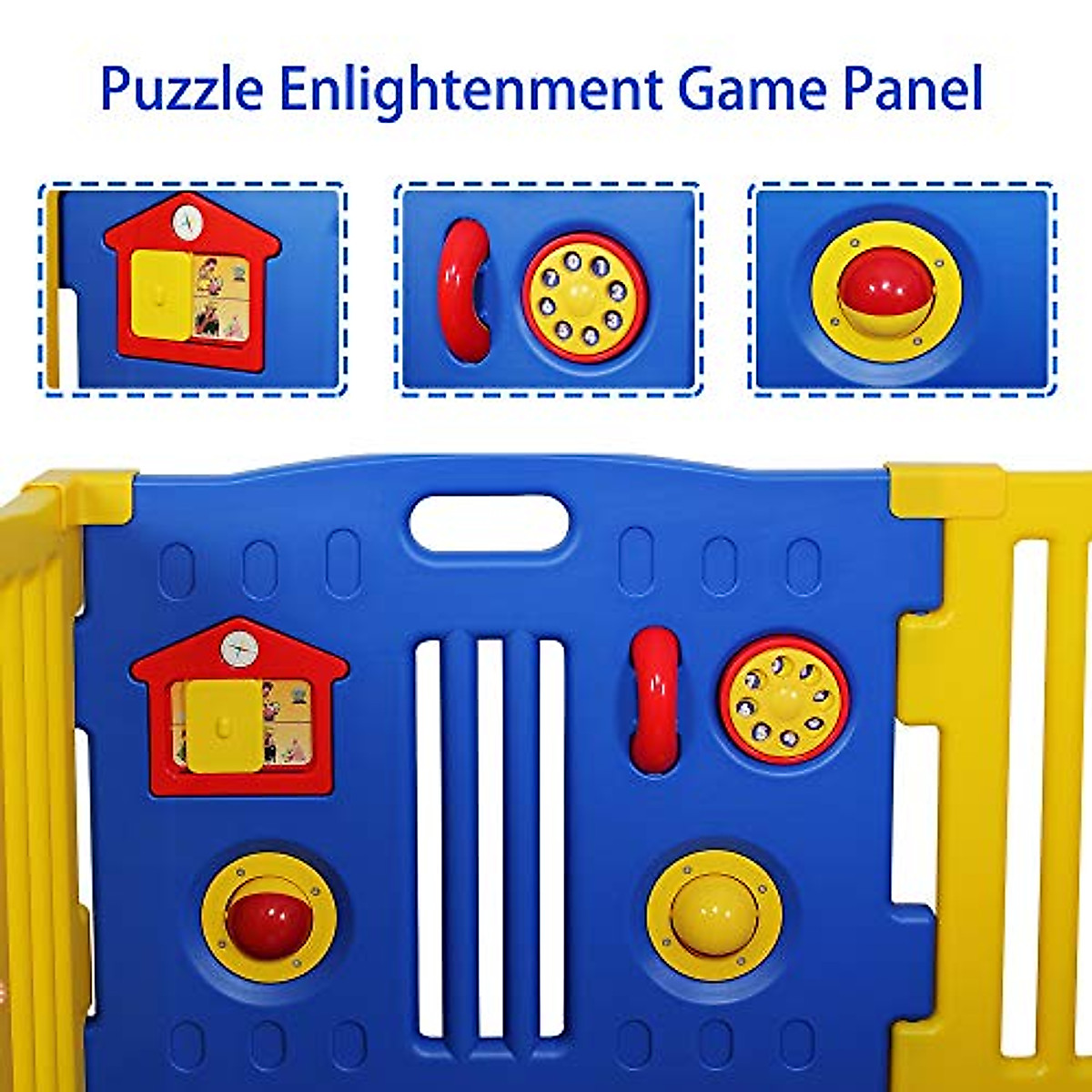 Kidzone Baby Playpen Kids 8 Panel Safety Play Center Yard Home Indoor Outdoor Pen Play Pen Children Activity (Blue)