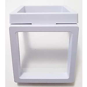 JM Set of 3 pcs Transparent 3D Floating Frame Display Holder/Box/Frames for Challenge Coins, AA Medallions, Antique, Jewelry,Gift, White, 2.75 x 2.75 x 0.75 Inches