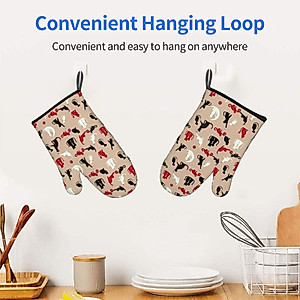 Cat Oven Mitts Set of 2 Birthday Gifts for Cat Lovers Waterproof and Non-Slip Shape Printed Kitchen Women Men Cooking Barbecue Microwave (Oven Mitts Cat, Khaki Mittens)