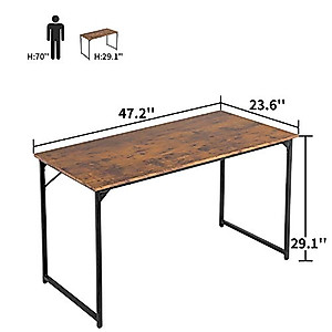 Computer Desk,47.2 inches Home Office Desk Writing Study Table Modern Simple Style PC Desk with Metal Frame，Brown