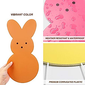 Easter Yard Signs Peeps Bunny Cutouts Easter Outdoor Decorations Easter Yard Stakes Bunny Party Spring Patio Lawn Decorations Set of 7