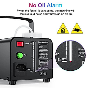 Fansteck Fog Machine with 9 LED Lights, Automatic Smoke Machine with 12 Color RGB Lights Effect for Halloween Party Wedding Christmas Stage, 500W Portable Fog Machine Outdoor with Remote Control