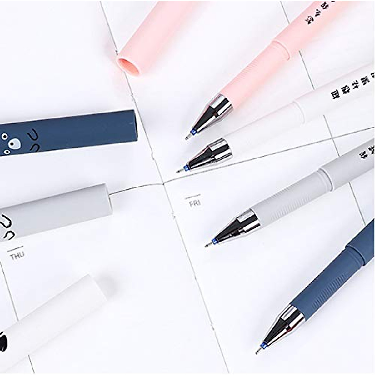 JSPOYOU 4 x Cute Kawaii Cartoon Cat Gel Ink Pen Ballpoint 0.35mm Blue Ink Student 2ML