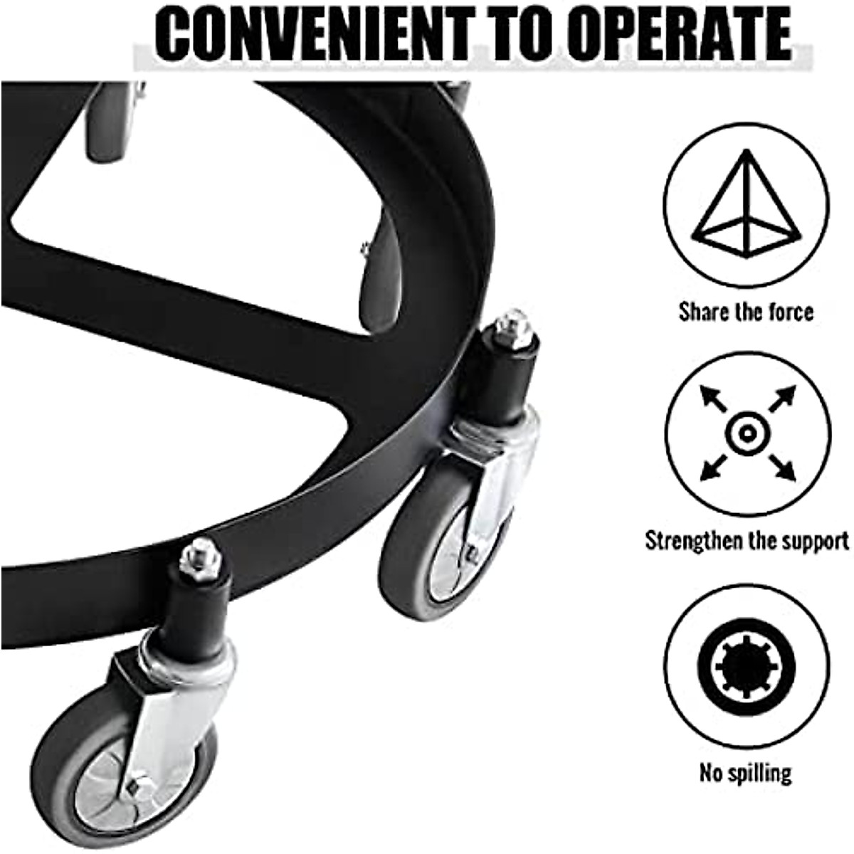 55 Gallon Heavy Duty Plastic Drum Dolly – Durable Plastic Drum Cart 2000 Lb. Capacity- Barrel Dolly With 8 Swivel Casters Wheel,Black