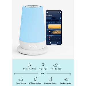 Hatch Rest+ Baby & Kids Sound Machine | 2nd Gen | Child’s Night Light, Alarm Clock, Toddler Sleep Trainer, Time-to-Rise, White Noise, Bedtime Stories, Portable, Backup Battery (with Charging Base)
