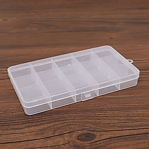 Ymemok 15 Grid Transparent Jewelry Box Organizer Storage Container,Ornament Fish Hook Screw Parts Storage Box