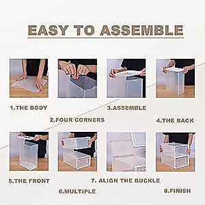 AOTENG STAR Drop Front Shoe Boxes Clear 12 Pack Shoes Storage Containers Organizer Stackable,Plastic Shoe Storage Box Sneaker Cases for Closets Entryway Bedroom Garage,Fits Men's US Size 5.0-10