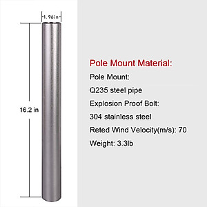 XRDS-RF 16" Antenna Pole, Upgraded Length Antenna Pole Mount for Outside Home Antenna with U-Bolt, Bracket, Mounting Screws - 40cm Length Universal Mounting Pole