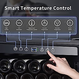 BODEGA Wine Cooler 24 Inch, 154 Bottles Wine Refrigerator, Freestanding Wine Fridge with Intelligent Temperature Memory & Humidity Control Design Wine Cooler, Upgraded Compressor, Quiet Operation