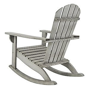 SAFAVIEH PAT7042A Outdoor Collection Brizio Teak Rocking Adirondack Chair