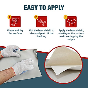 A-Team Performance - 13575 Adhesive Backed Aluminized Fiberglass Heat Shield Barrier Up To 2000 Degrees Fahrenheit Multi-Purpose - Compatible with Firewall Hoods Hoses and Doors 12" x 24"