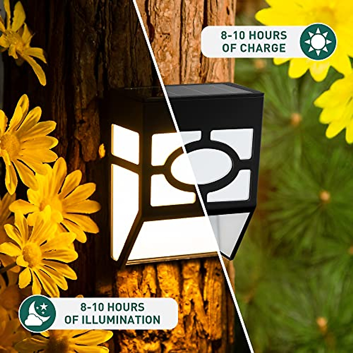 Solpex Solar Deck Lights,Solar Fence Lights, 2 Modes Christmas Decoration Lights,Unique Pattern, Waterproof Automatic Outside, Deck, Patio, Stairs, Yard, Steps, Path & Driveway (RGB & Black 8-Pack)