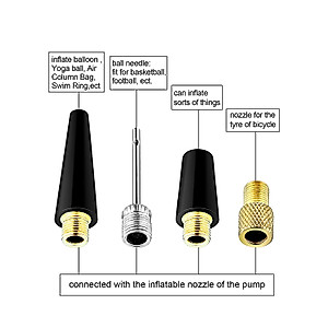 Flammi Bike Tire Valve Adapter Ball Pump Needle Balloon Nozzle Inflation Kit, Inflator Adapter Air Pump Accessories for Standard Pump or Air Compressor (4PCS Needle Nozzle Adapter Set)