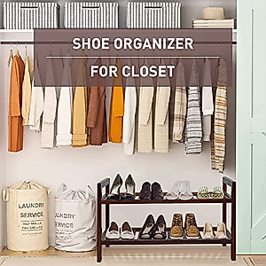 ZRWD Wood Shoe Rack, 2 Tier Stackable Shoe Rack, Small Shoe Rack Storage Organizer for Closet, Entryway, Hallway, Living Room, Balcony