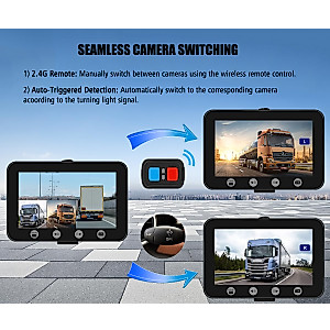 VSYSTO 3CH Truck Dash Camera DVR 4.5'' Monitor with WiFi GPS and Waterproof Backup Video Recorder- 1080P HD Front, Sides, and Rear View Security Infrared Night Vision Cameras for Truck RV Trailer Van