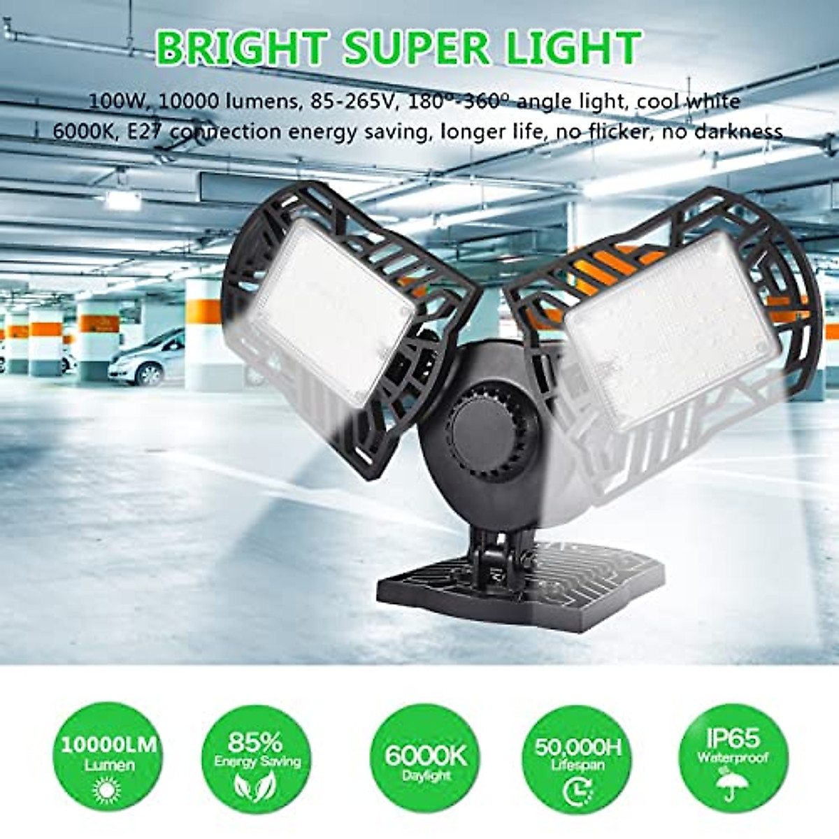 MAVARO Bright Led Garage Light, Garage Lights Ceiling Led, Three Glow Light for Garage, Workshop 8 Pack