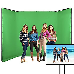 GSKAIWEN 7.87ft x 13.12ft Portable Large Chromakey Green Screen Backdrop with Stand Photography Background Support System for Photo Studio Video Shooting, Live Streaming, Parties, Keying, Stage