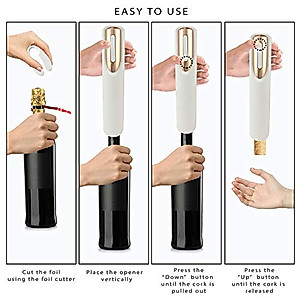 Vin Fresco Electric Wine Opener with Charging Base & Foil Cutter - Automatic Wine Bottle Opener - Electric Corkscrew Wine Opener - Electric Wine Bottle Opener Rechargeable Wine Gift for Wine Lovers