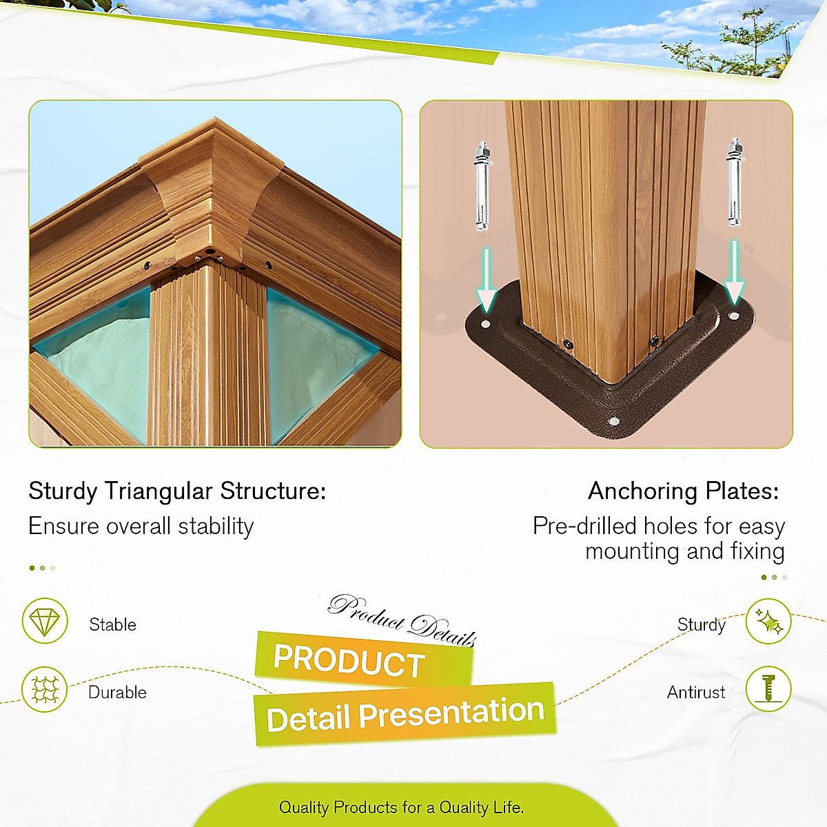 EROMMY 14' x 20' Hardtop Gazebo, Wooden Finish Coated Aluminum Frame Gazebo with Galvanized Steel Double Roof, Brown Metal Gazebo with Curtains and Nettings for Patios, Gardens, Lawns