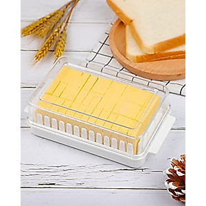 Butter Dish with Lid for Countertop, Bumzoi Butter Dish with Humanized Design, Butter Keeper for Refrigerator, Butter Dishes with Handle Storage Perfect for West/ East Coast Butter