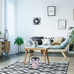 Kisangel Trash Can Retro Style Decorative Trash Can 5L Waste Paper Basket with Pressing Ring Flower Print Paper Bucket Garbage Can Waste Basket for Home Office Multi- Function Waste Bin