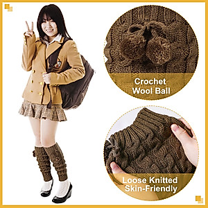 6 Pairs Kawaii Leg Warmers Japanese Style Knitted Loose Socks Leg Warmers for Girls Women Lolita Costume School (Ball Style)