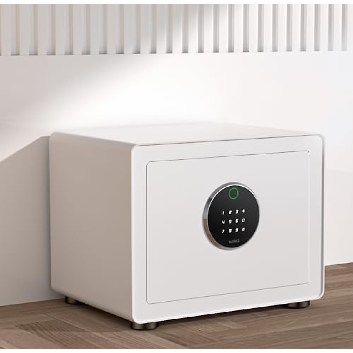 KAPUCI Modern Minimalism Design Biometric Fingerprint Touch Screen Safe, 1.28 Cubic Feet Auto-Open Safe Box with Digital Virtual Password,Safety Steel Home Safes for Wardrobe,Home,Office,Hotel