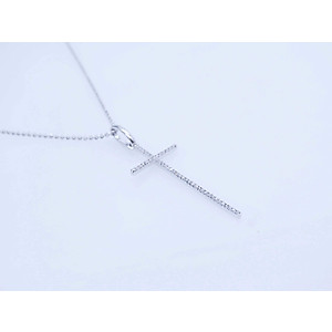 Dazzlingrock Collection Round White Diamond Cross Pendant for Women with 18 inch Silver Chain (0.09 Ctw) in 14K White Gold