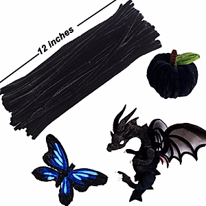100pcs Black Pipe Cleaners Chenille Stems for DIY Art & Crafts with Googly Eyes 100pcs (12inch x 6mm)