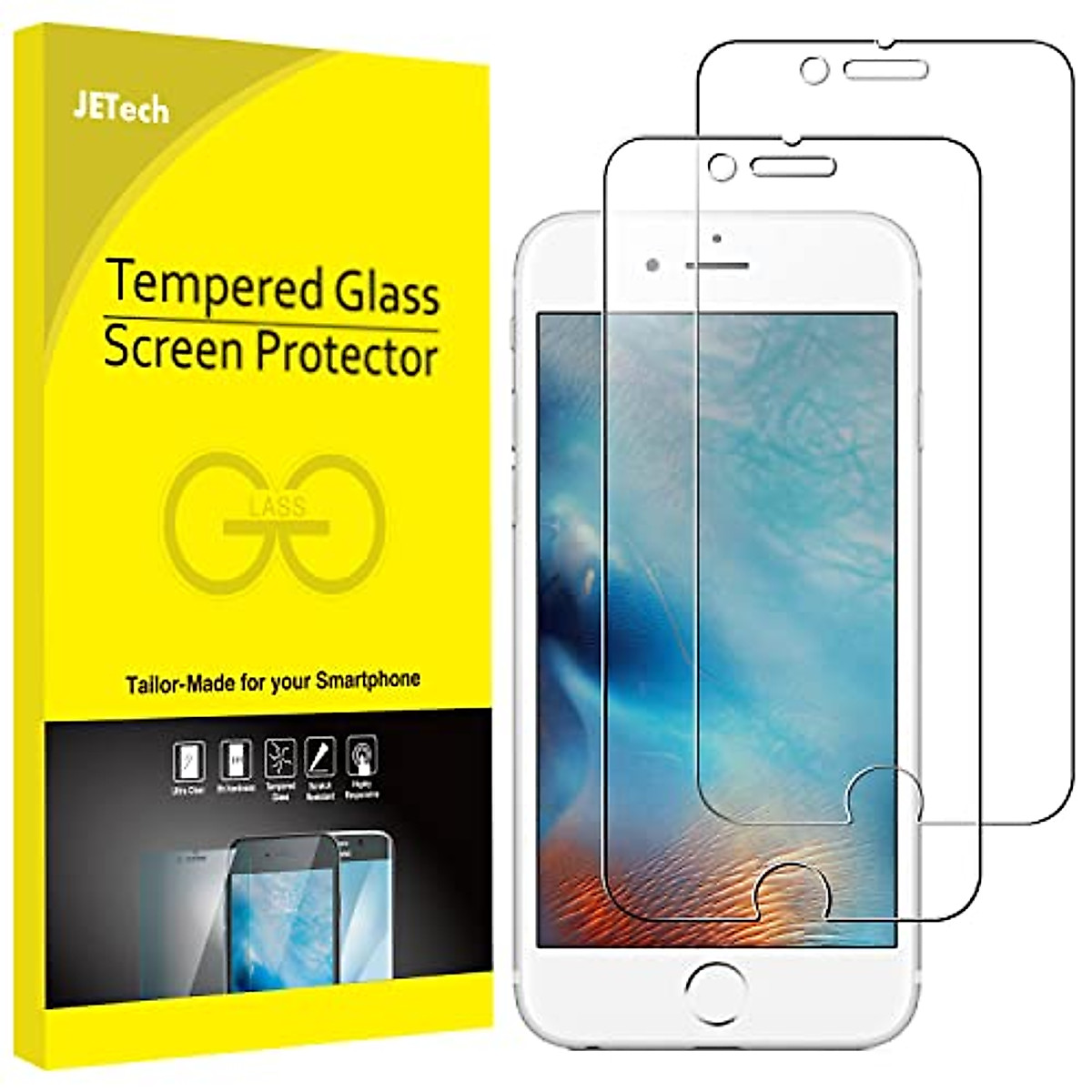 JETech Screen Protector for iPhone 6 Plus and iPhone 6s Plus, 5.5-Inch, Tempered Glass Film, 2-Pack
