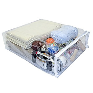 Oreh Homewares Heavy Duty Vinyl Zippered Closet Storage Bags (Clear) for Sweaters, Blankets, Comforters, Bedding Sets and Much More! (15" x 18" x 5") 5.8 Gallon 4-Pack