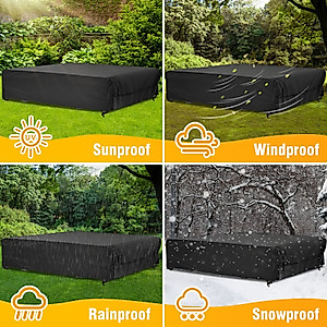 Velway Patio Furniture Cover Waterproof Outdoor Sectional Sofa Set Covers, Large 126"Lx126"Wx28"H, All Weather Oxford Tear-Resistant Table Chair Set Cover with Windproof Design, Black